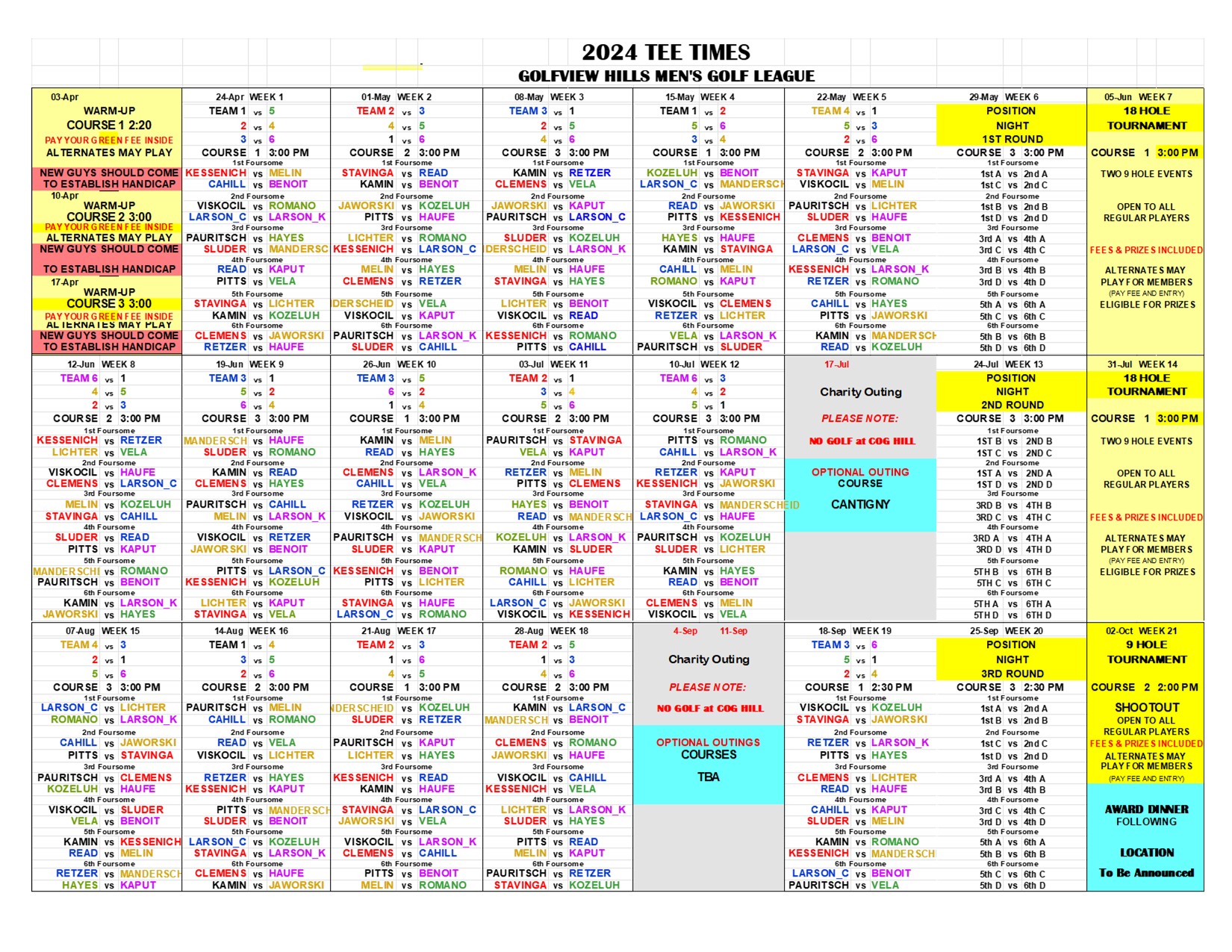 Tee Times – Golfview Hills Men's Golf League